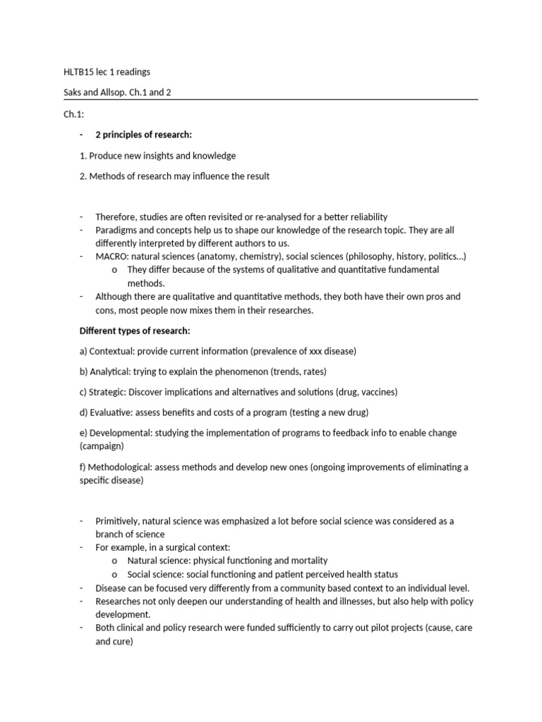 HLTB15 Lec 1 Readings | PDF