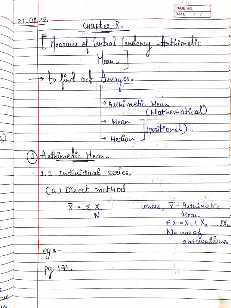Statistics (Arithmetic Mean & Pie Diagram) | PDF