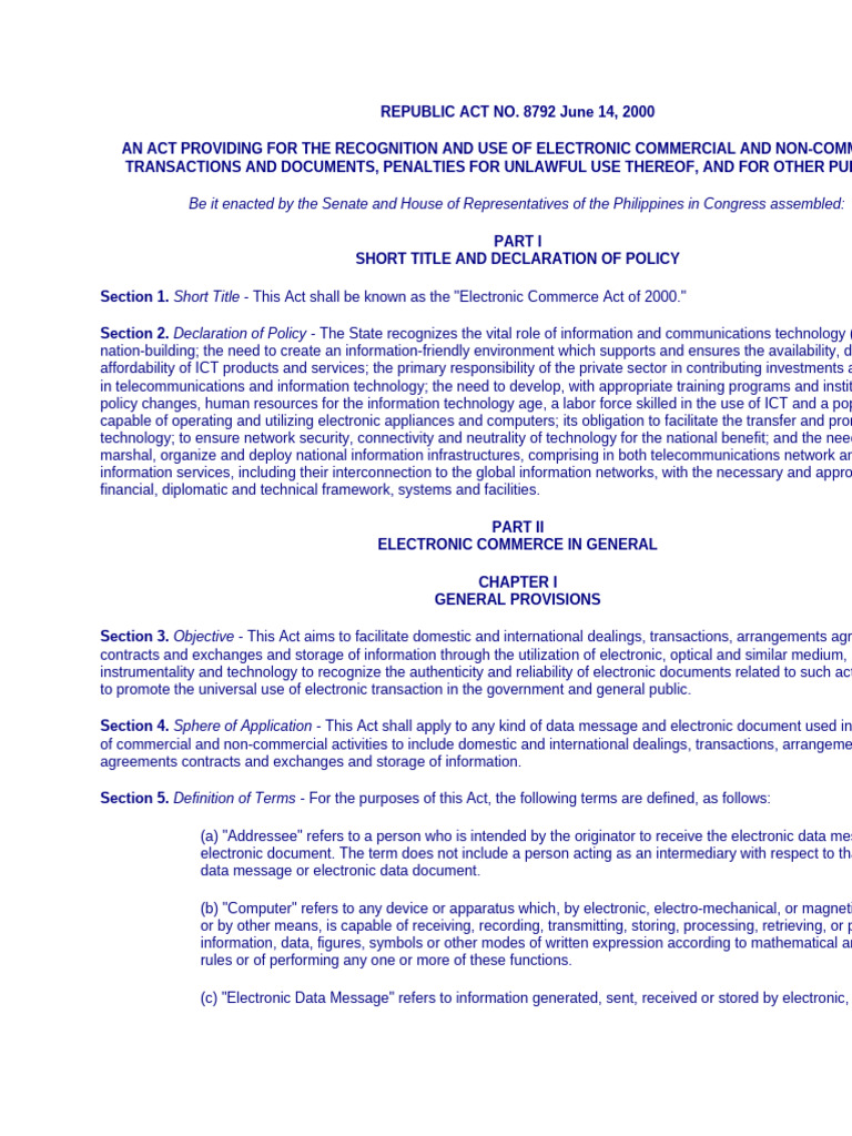 (E Commerce Act) | PDF