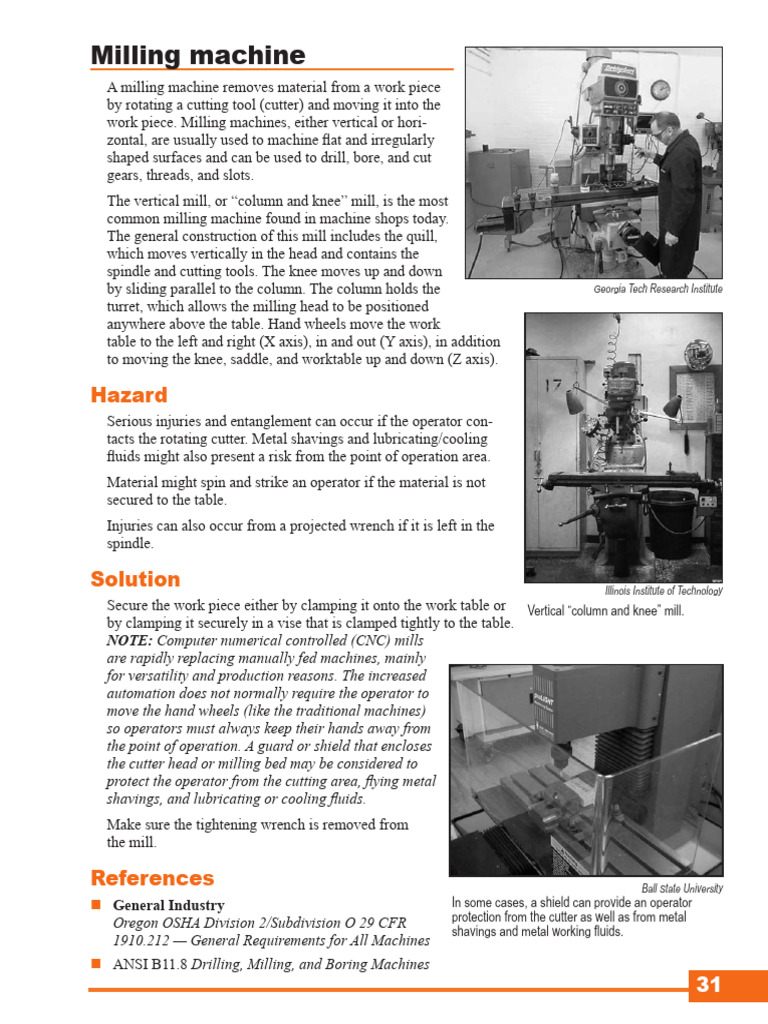 Milling Machine Safety Guide | PDF | Machines | Home & Garden