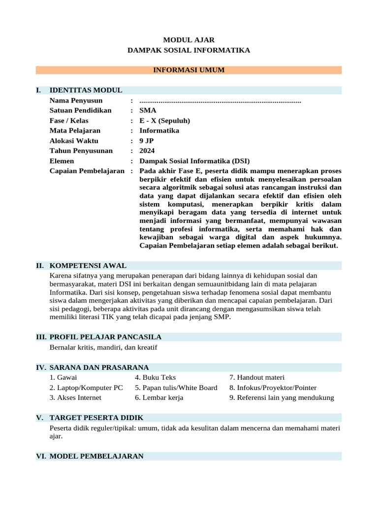 Modul Ajar Bab 8 - Dampak Sosial Informatika | PDF