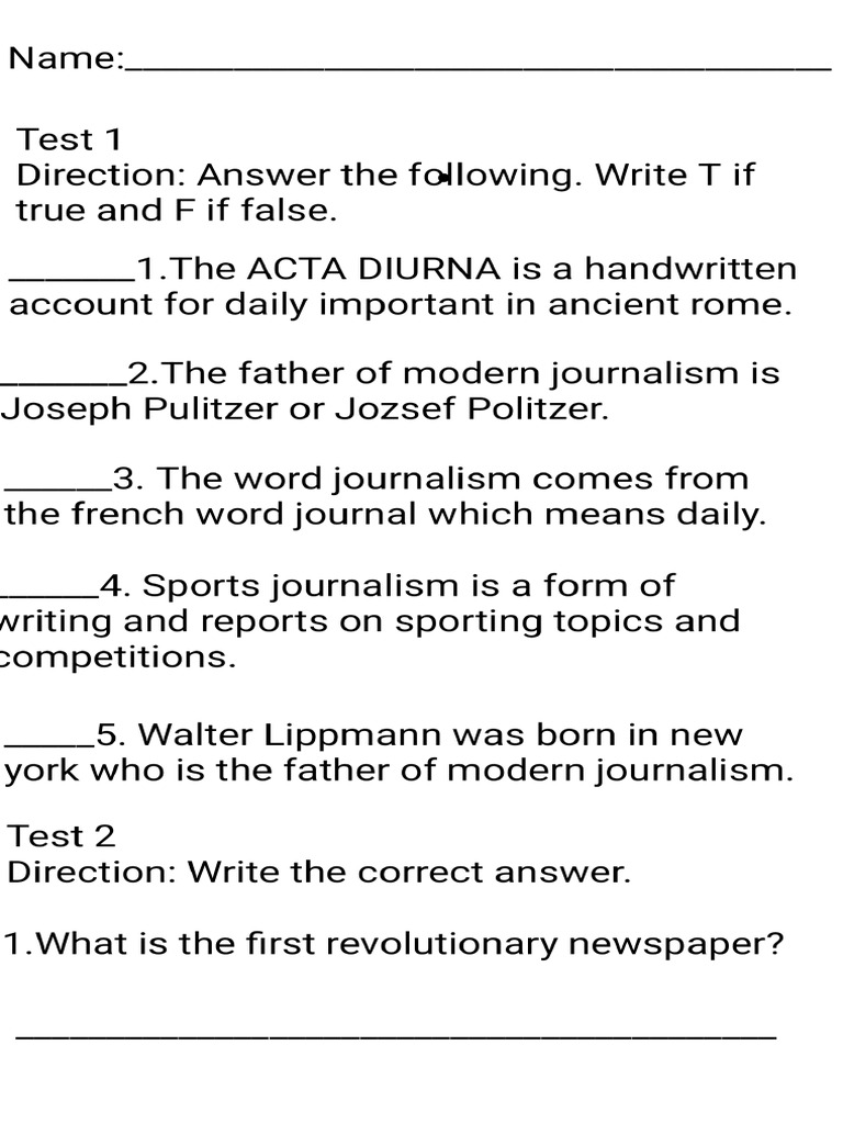 Activity in Journalism | PDF