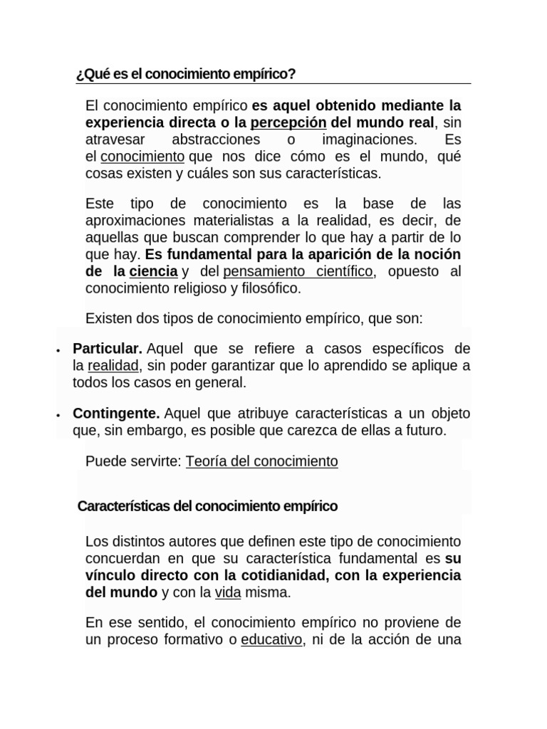 Qué Es El Conocimiento Empírico | PDF | Conocimiento | Empirismo