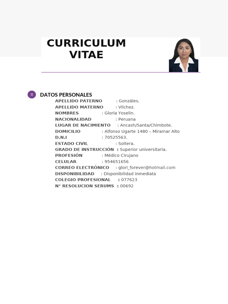 Copia de CV GLORIA GONZALES 2022 | PDF