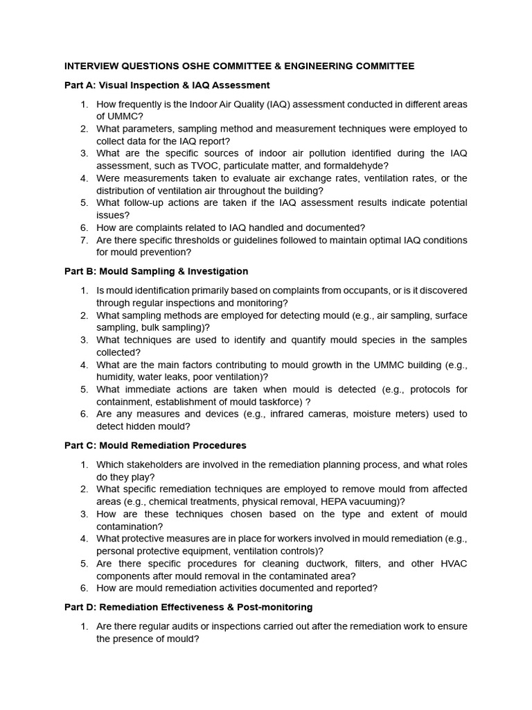 Interview Questions Oshe Committee | PDF