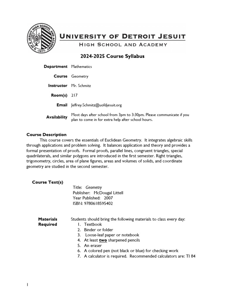 Geometry Syllabus | PDF