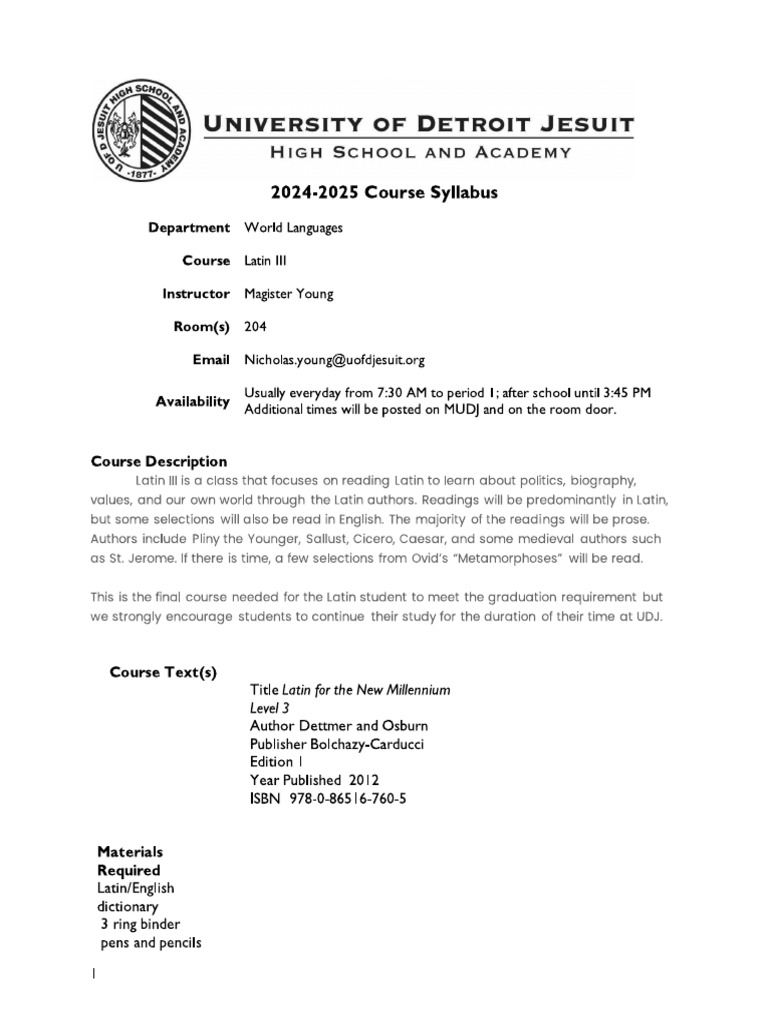 Syllabus Latin III | PDF