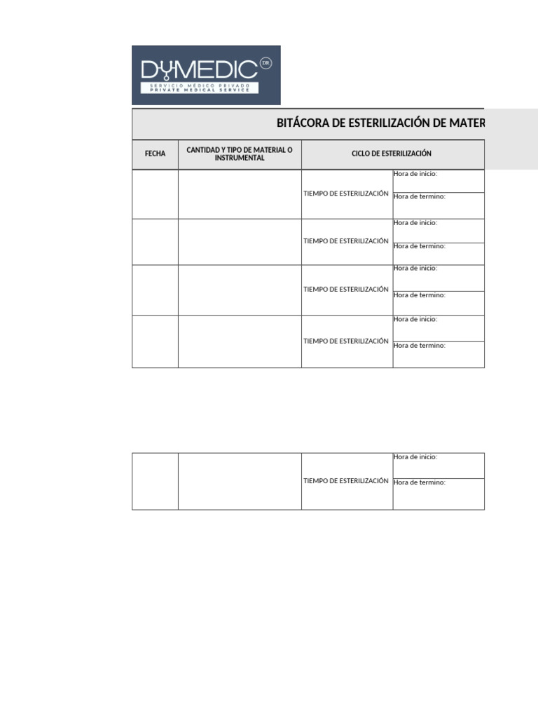 Bitácora esterilización | PDF