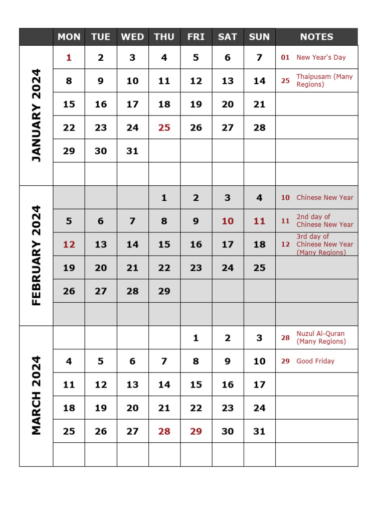 Multimonths Calendar | PDF