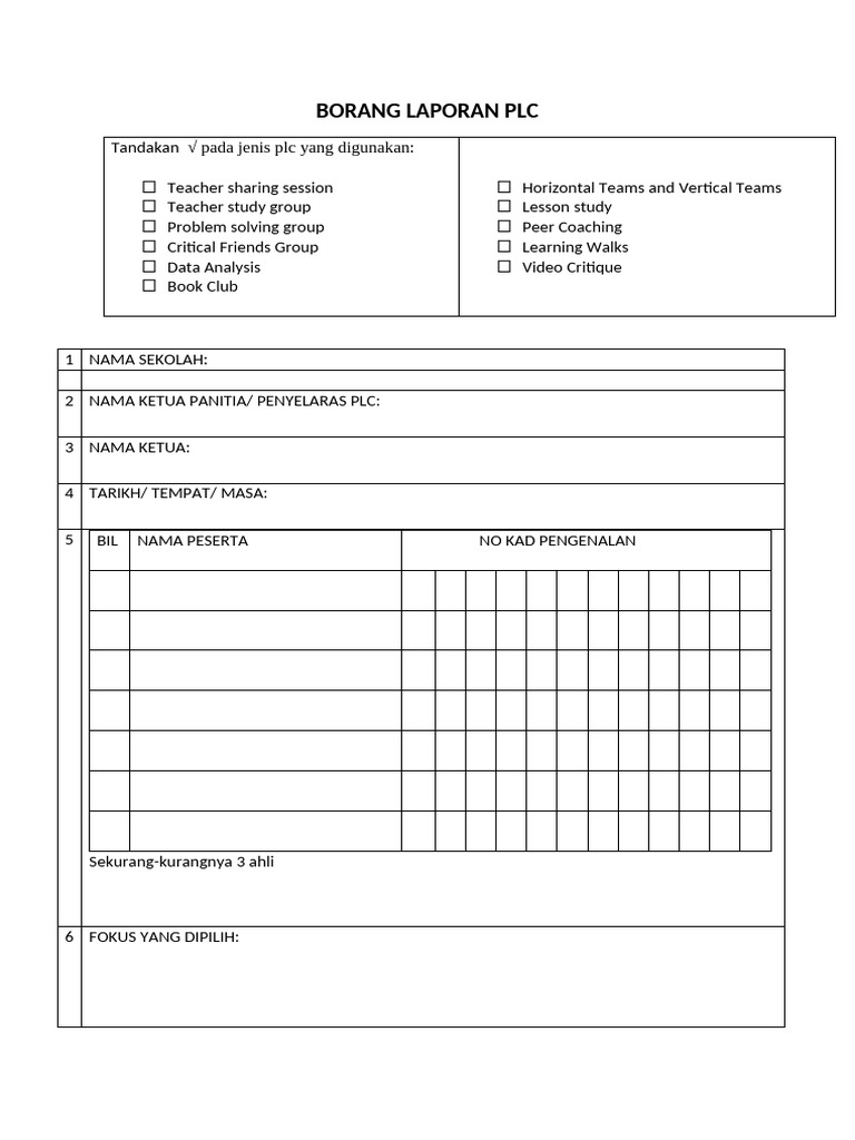 Contoh Borang PLC | PDF