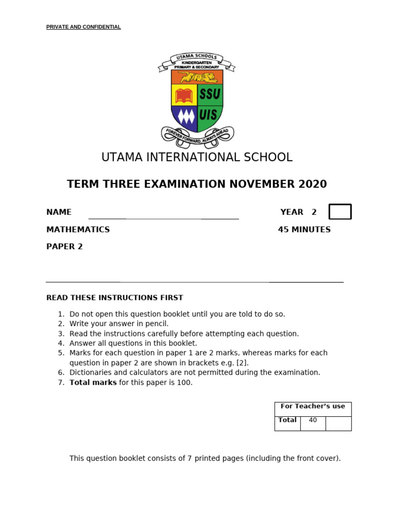 Mathematics Year 2 Paper 2 | PDF