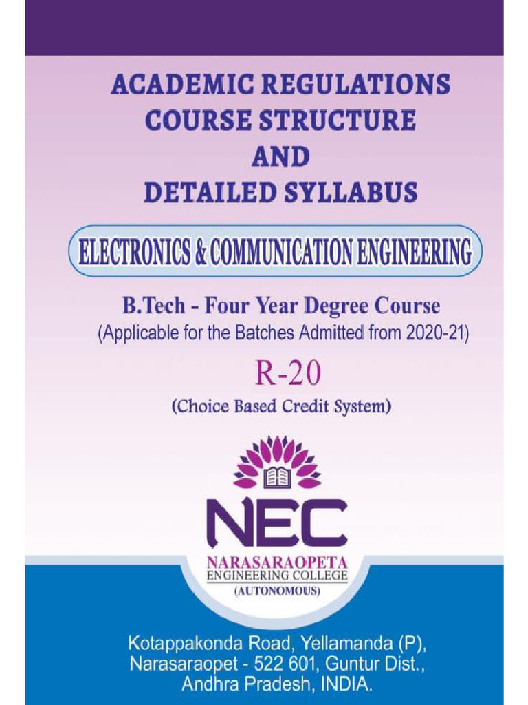 R20 B.tech - ECE Syllabus | PDF | Academic Degree | Engineering