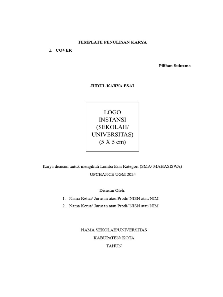 TEMPLATE PENULISAN ESAI | PDF