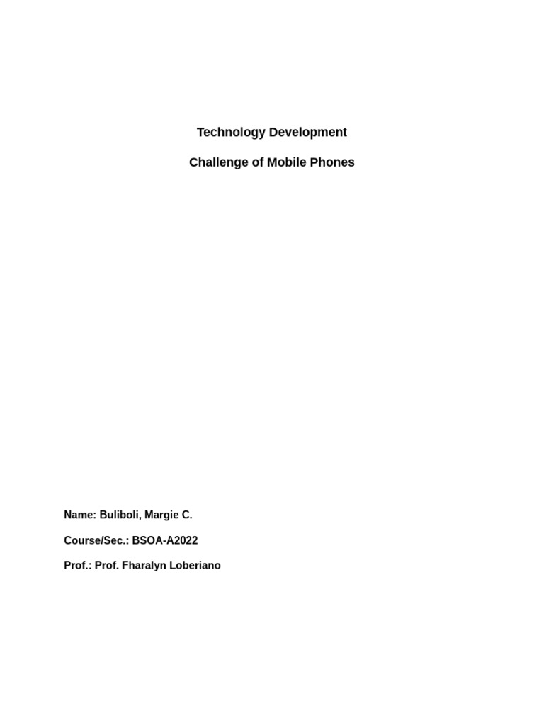 Technology Development Challenge of Mobile Phones | PDF
