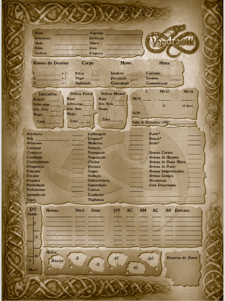 Yggdrasil RPG Sheets | PDF