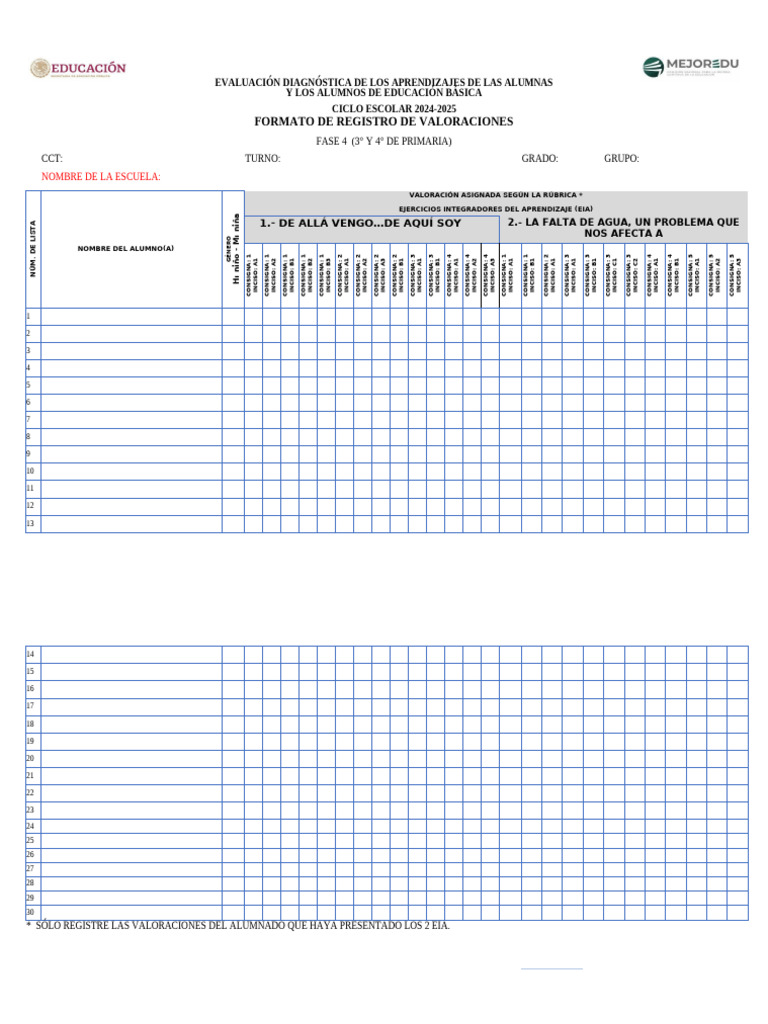 Formato de Registro de Valoraciones Fase 4 | PDF