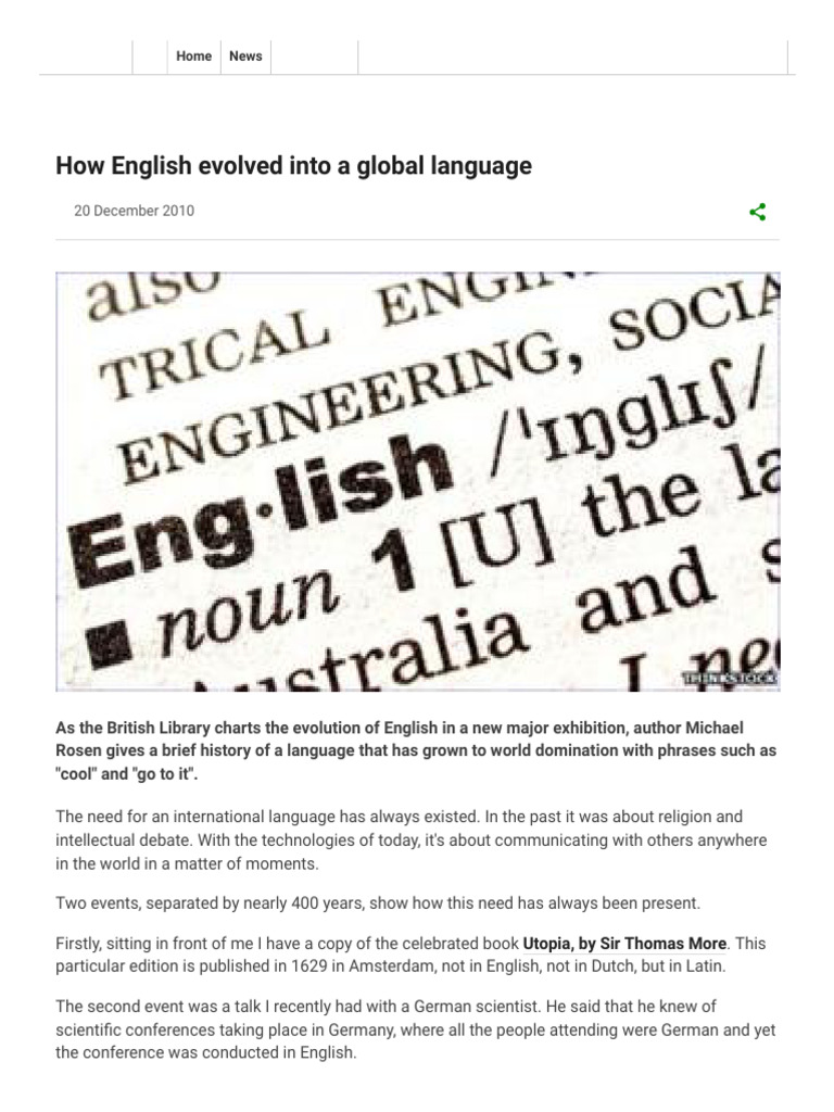 How English Evolved Into A Global Language - BBC News | PDF | English Language | German Language