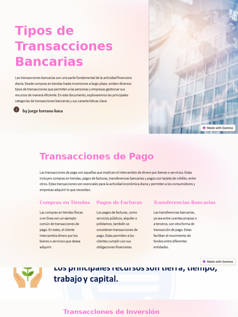 Tipos de Transacciones Bancarias | PDF