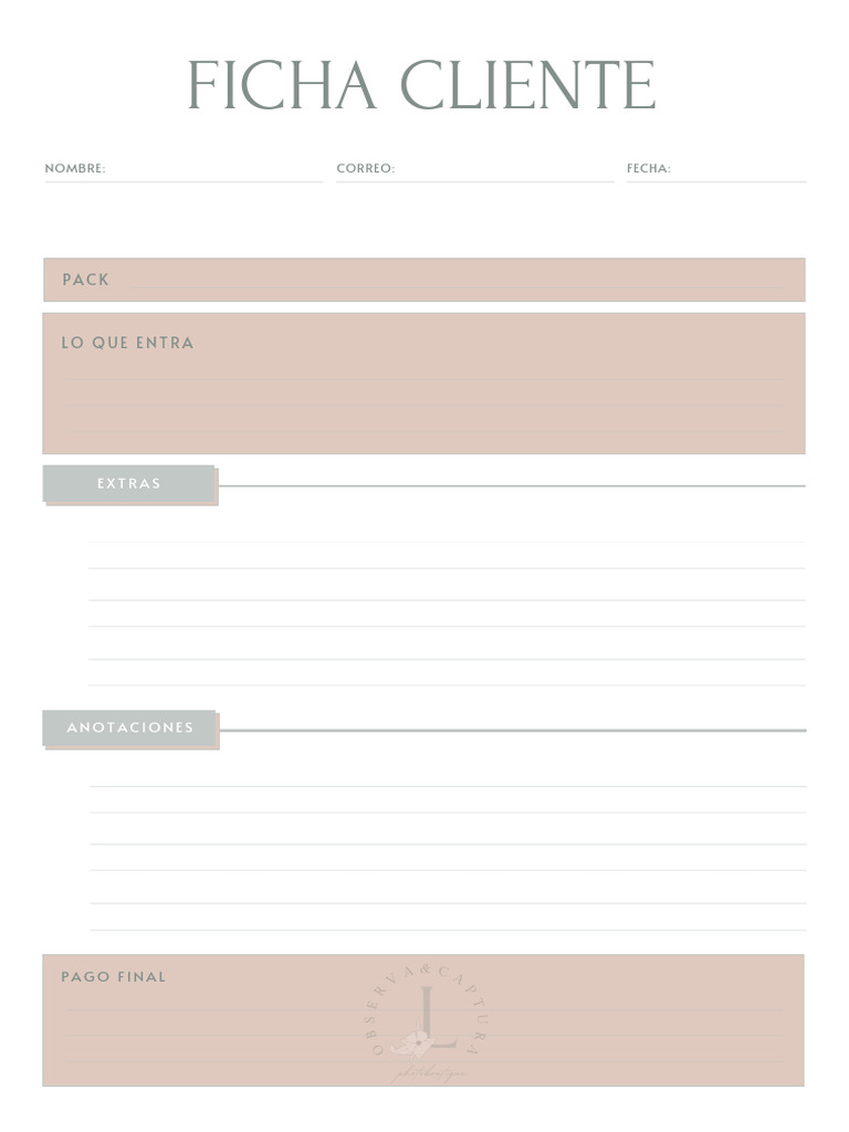 Ficha de Cliente Ejemplo Simple | PDF