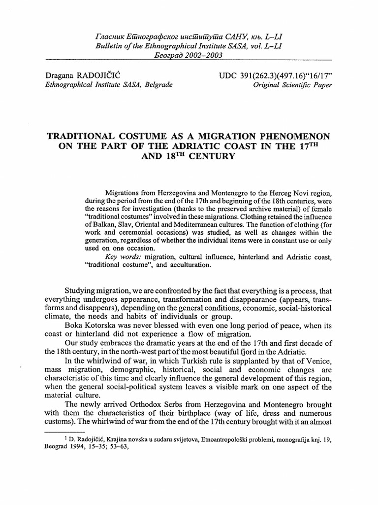 Traditional costume as a migration phenomenon on the part of the ...