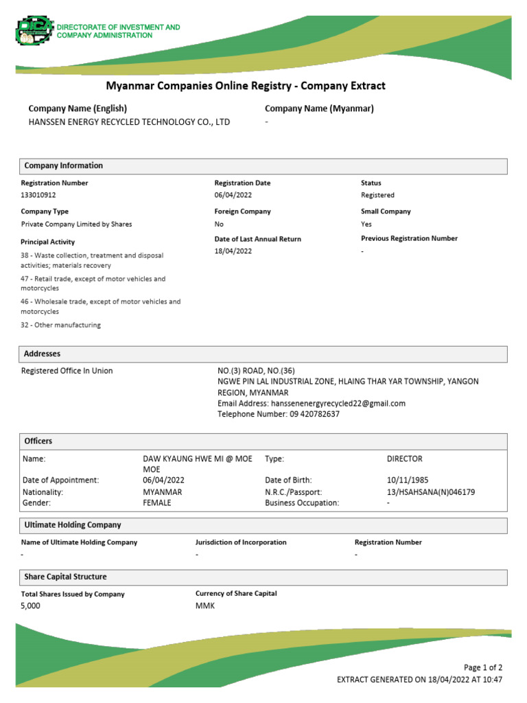 002 Company Extract | PDF