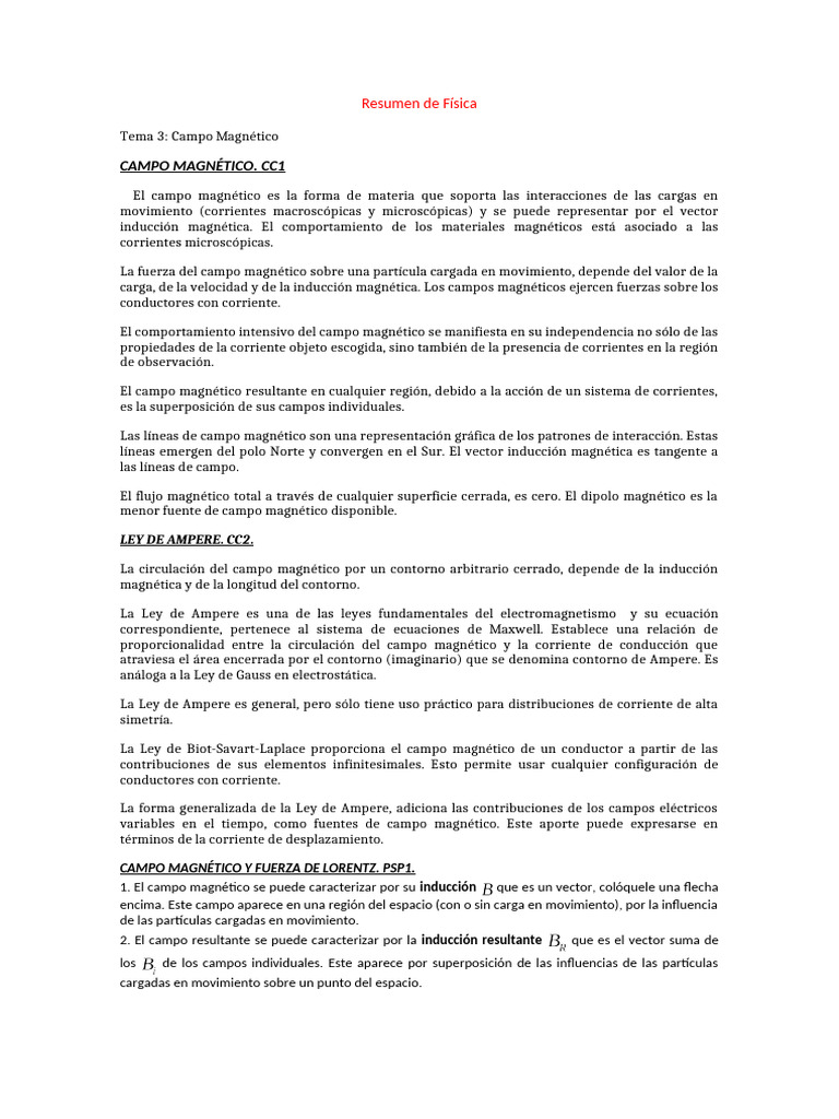 Resumen de Física Tema3 | PDF