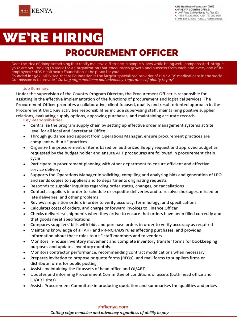 Procurement Officer Job Description | PDF | Procurement | Business