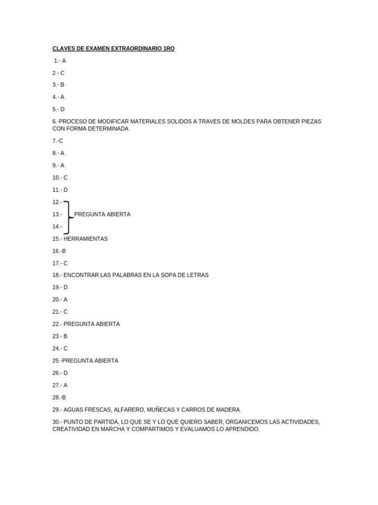 CLAVES DE EXAMEN EXTRAORDINARIO | PDF CLAVES DE EXAMEN EXTRAORDINARIO | PDF