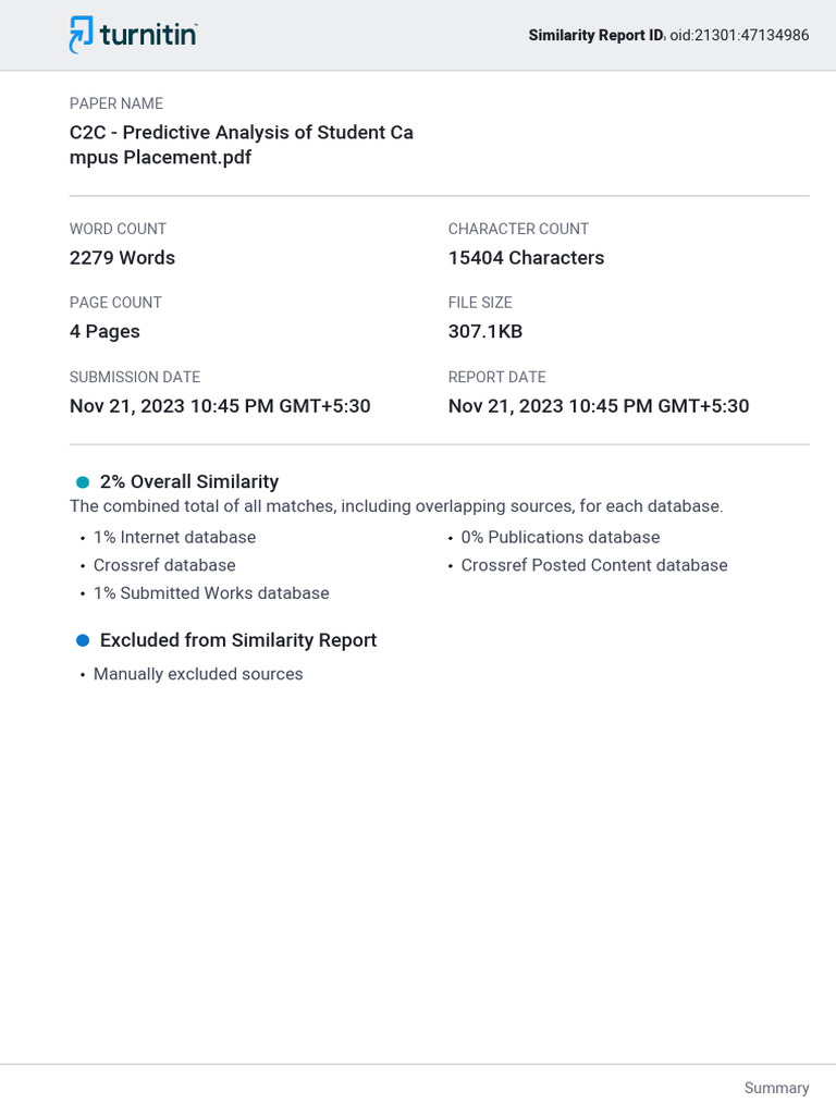 C2C - Predictive Analysis of Student Campus Placement PDF | PDF ...