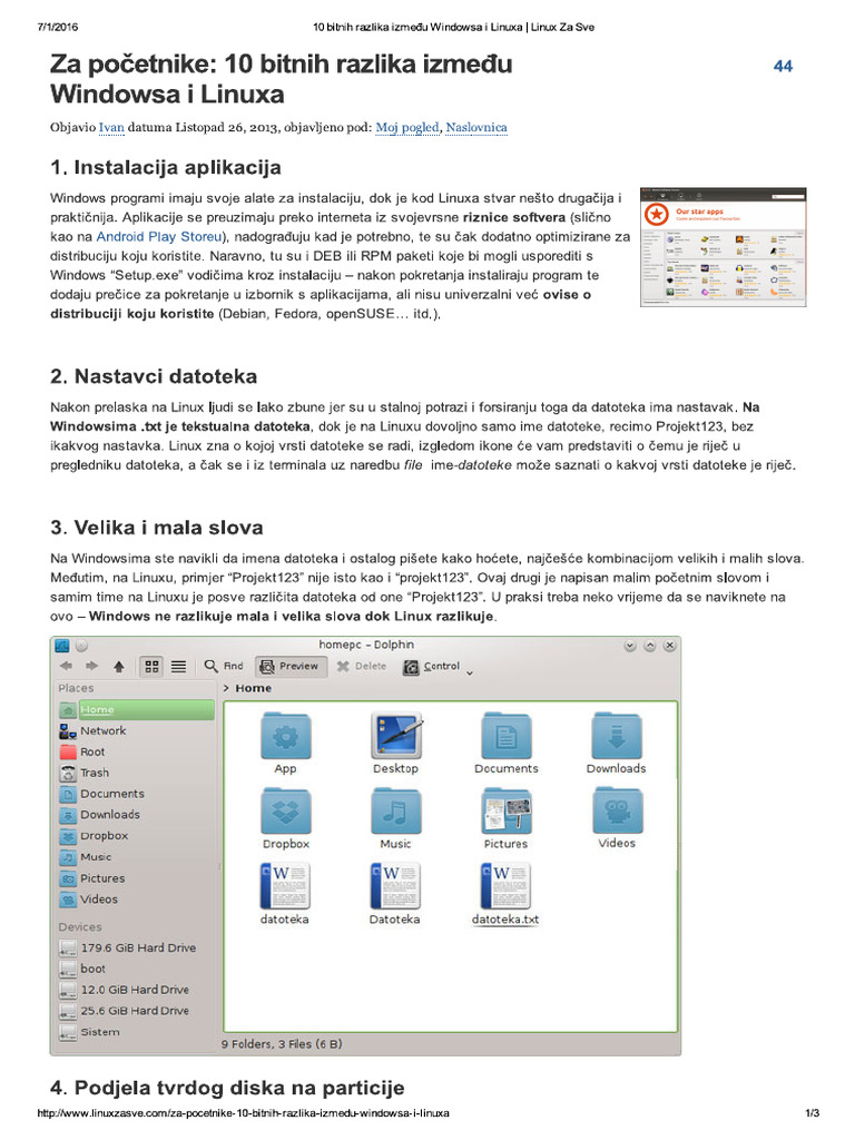10 Bitnih Razlika Između Windowsa I Linuxa Linux Za Sve | PDF