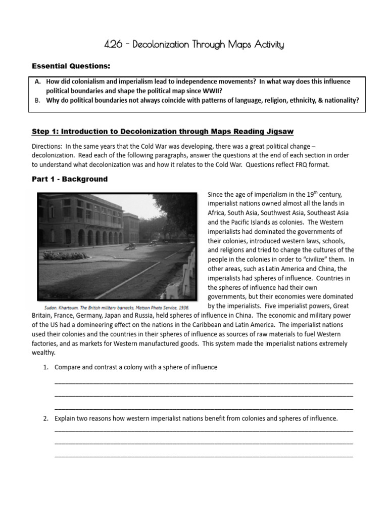 4.26 - Decolonization Through Maps Questions | PDF