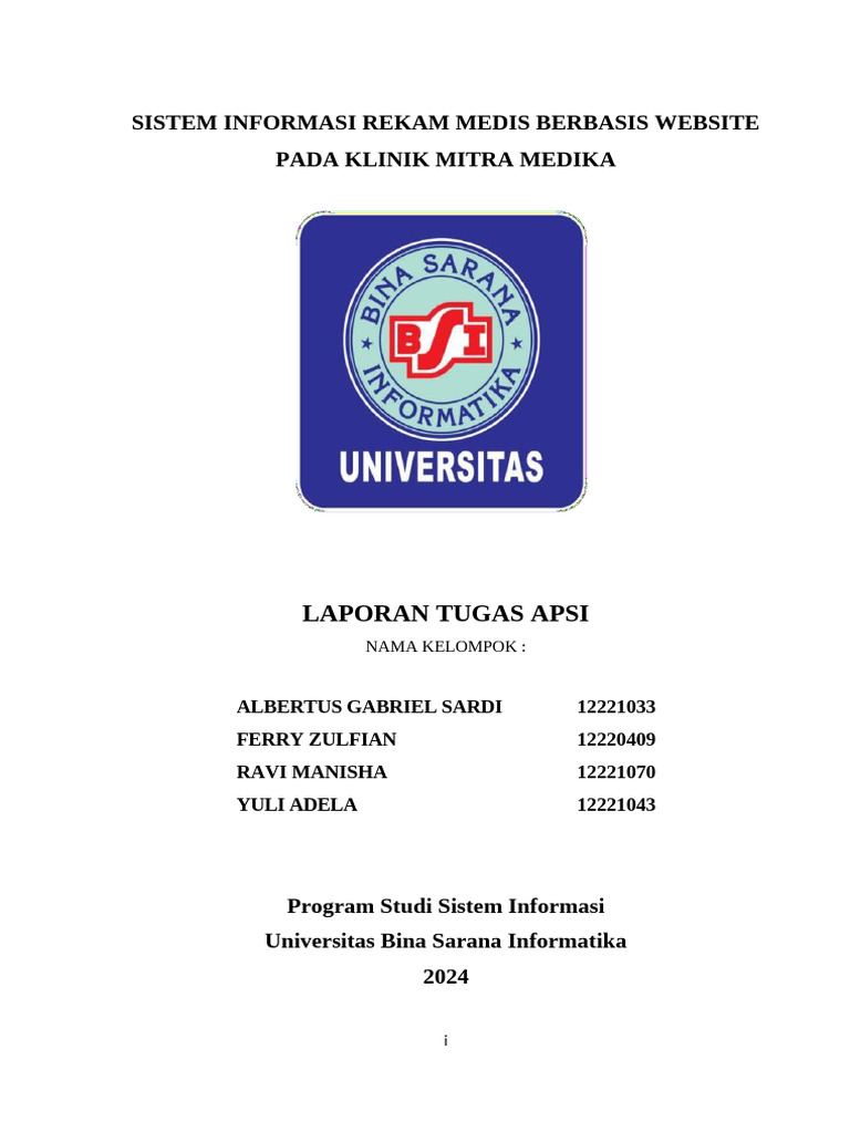 APSI Final Laporan Sistem Rekam Medis New | PDF