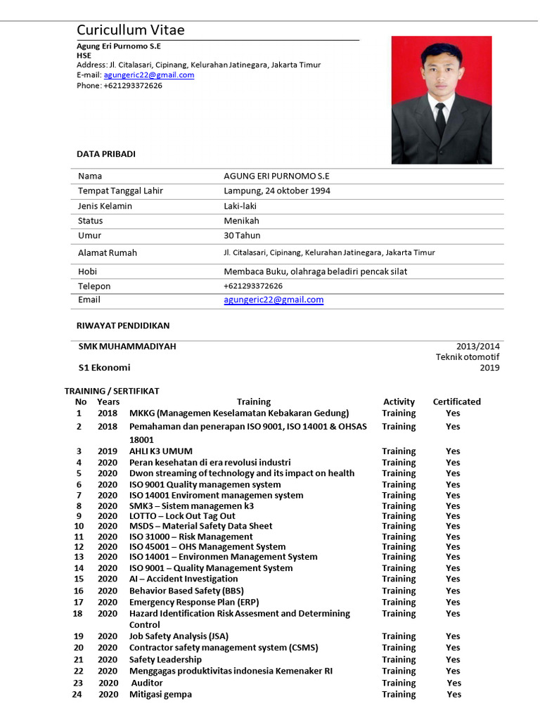 Agung Eri CV ONE | PDF