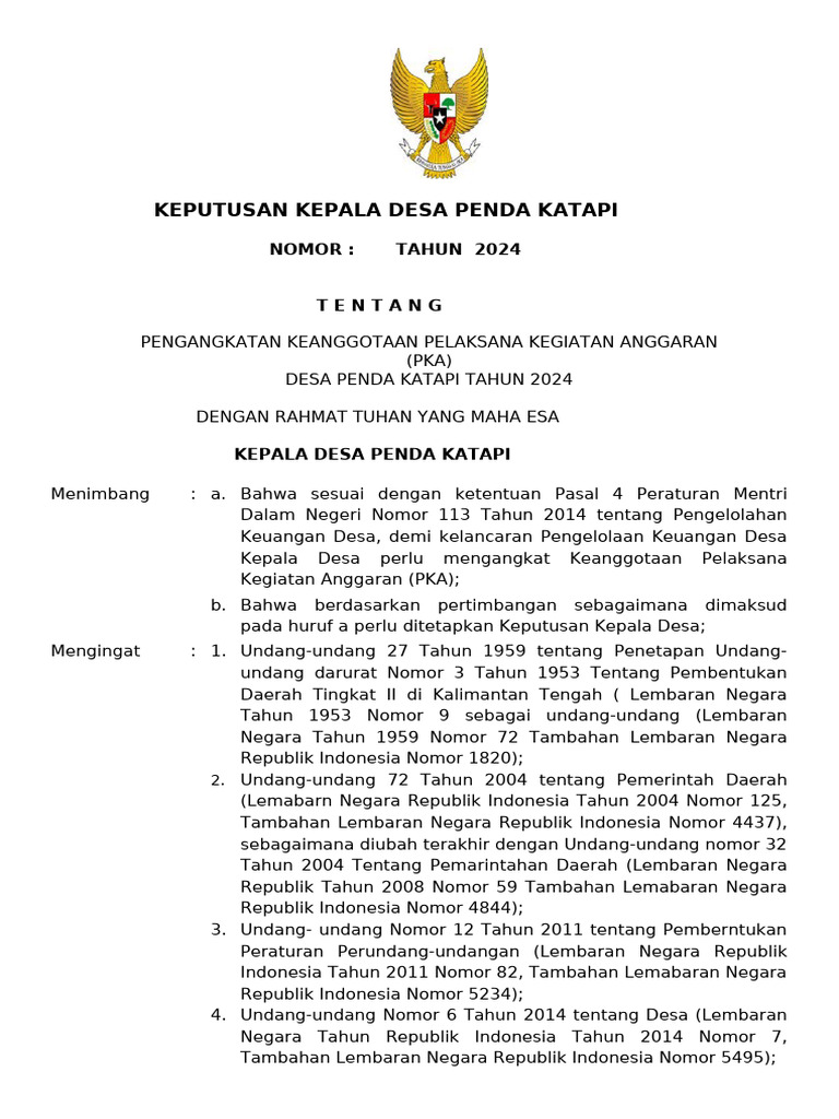 SK Pka Desa Penda Katapi | PDF