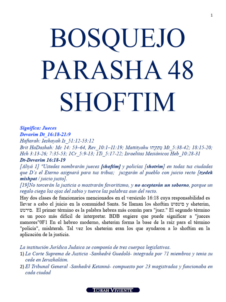 Bosquejo Parasha 48 Shoftim | PDF | Semitic Words And Phrases | Social Science