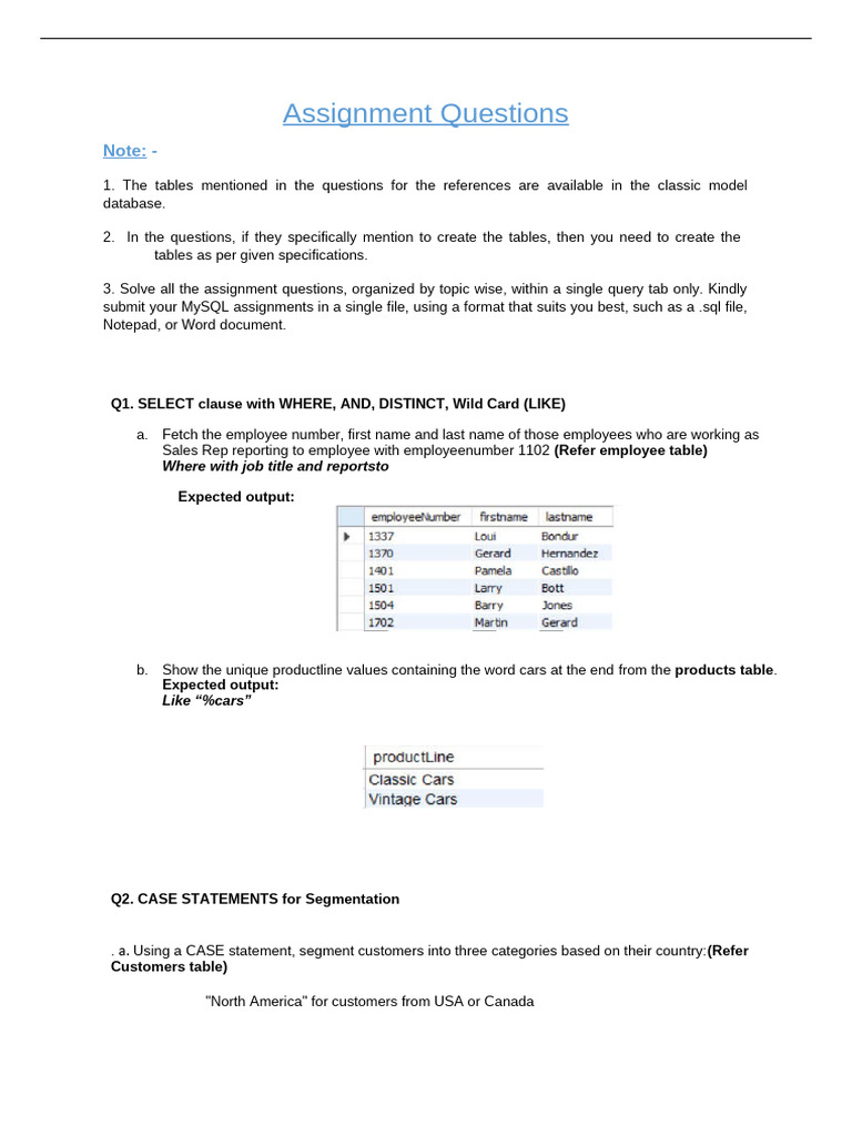 Mysql Assignemnt Questions Pdf