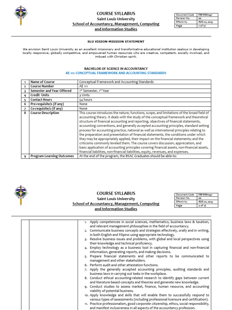 FM-VAA-047-AE111-Course Syllabus-BSAC | PDF | Financial Statement ...