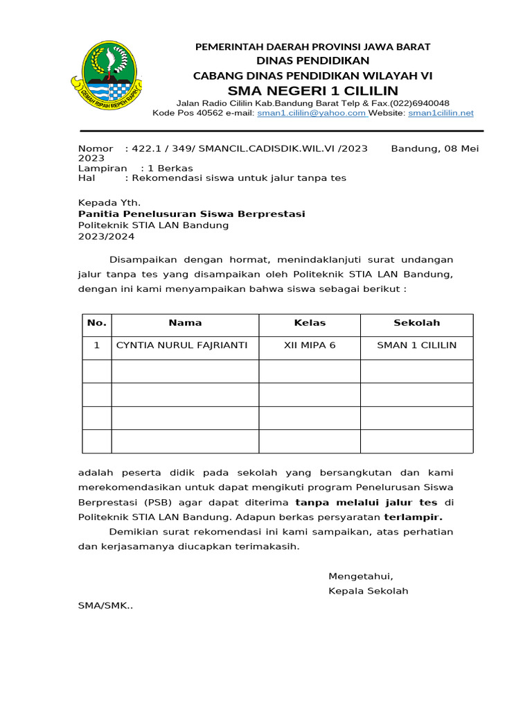 02 - Form Usulan Jalur Undangan | PDF