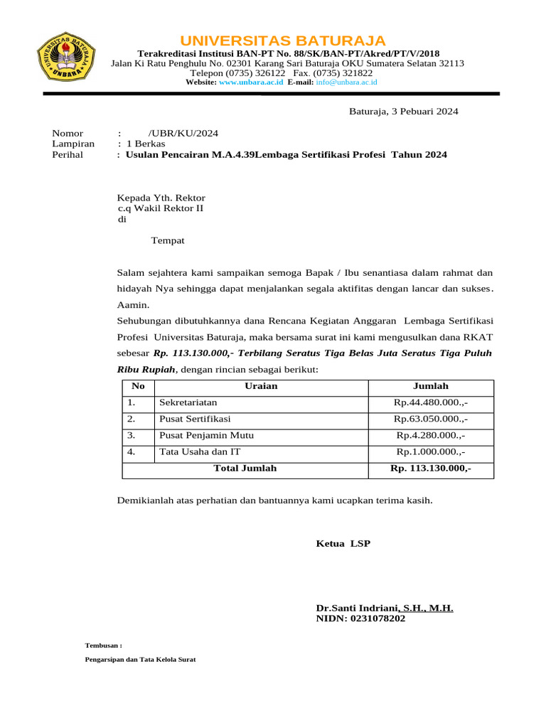 Usulan Pencairan Dana RKAT LSP (2) | PDF