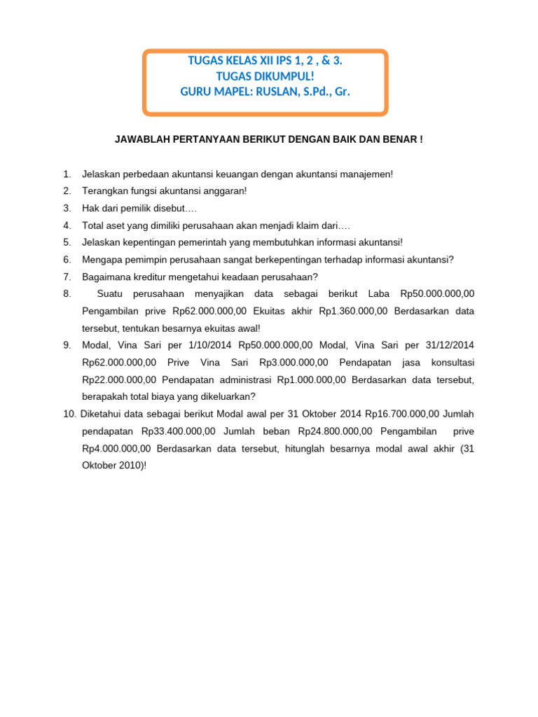 Latihan Eko. Xii - Akuntansi | PDF