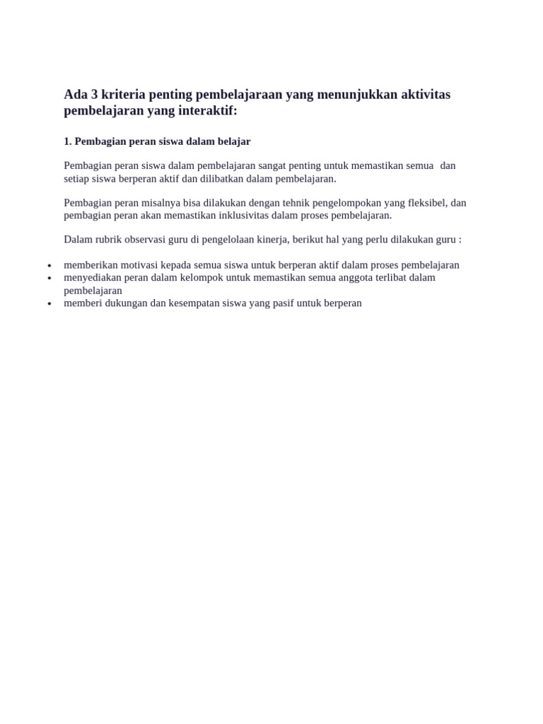 Aktivitas Pembelajaran Yang Interaktif | PDF