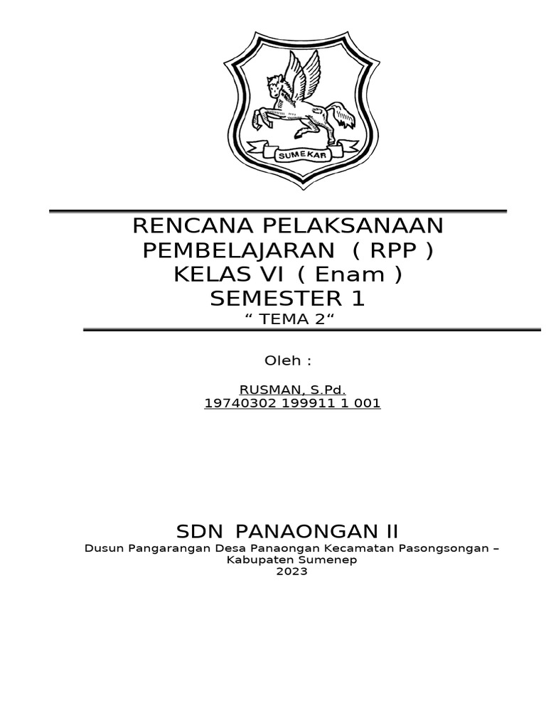 RPP Tema 2 Kelas Vi SDN Pandu 2023-2024 | PDF