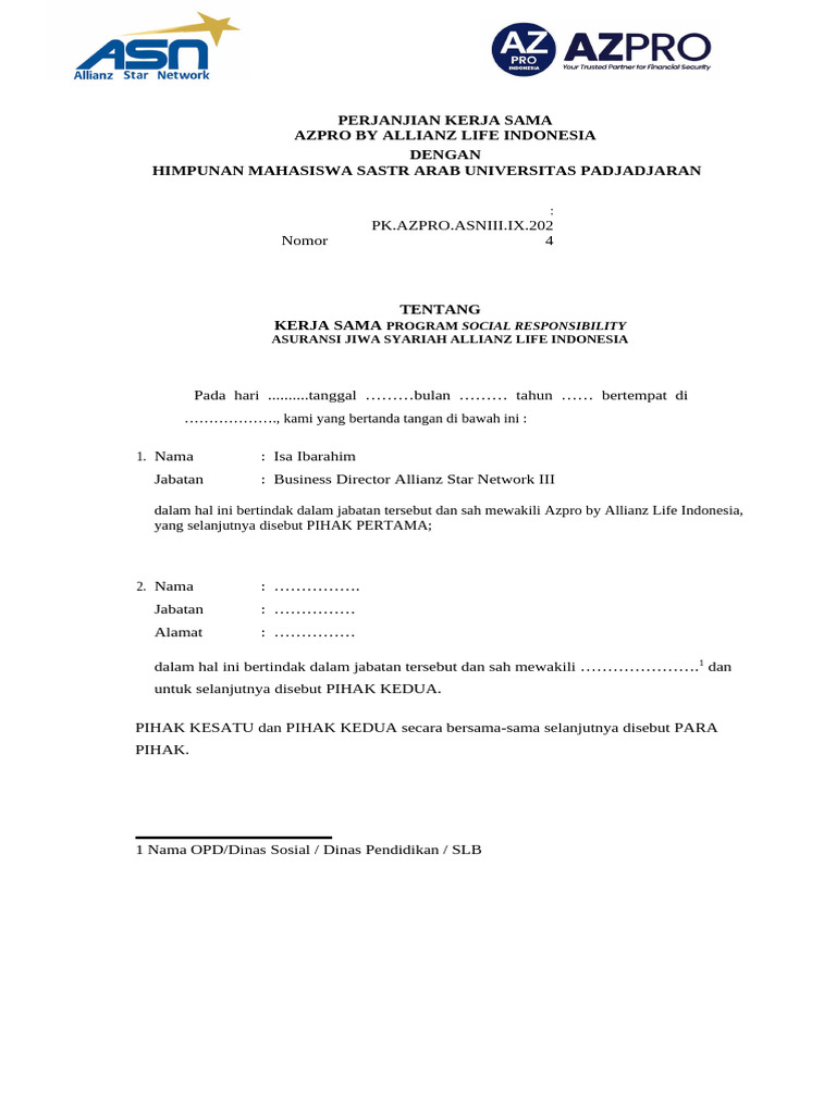 C. Format MOU Kerjasama Disabilitas | PDF