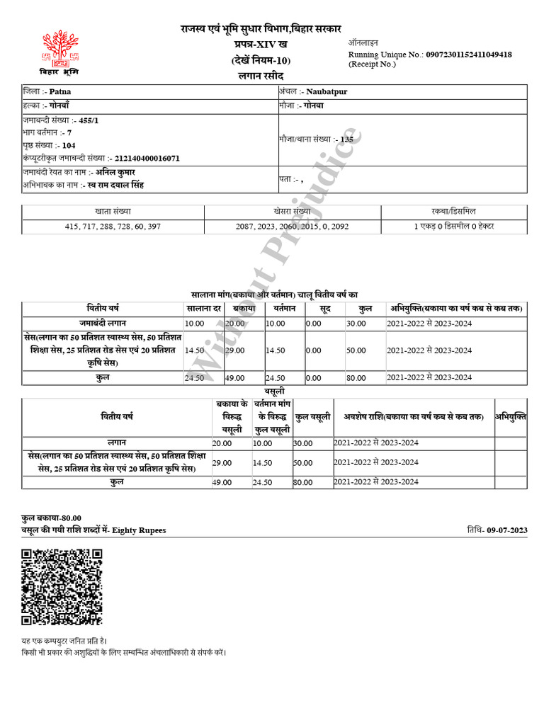 Jamabandi Gonwa | PDF