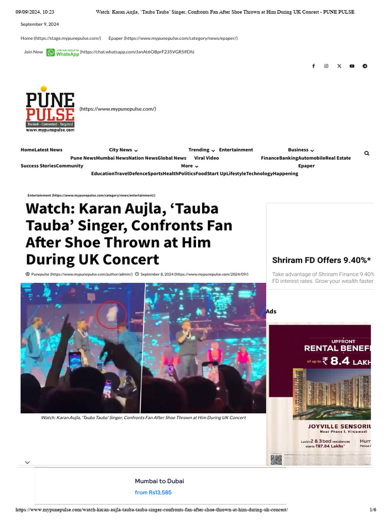 Watch - Karan Aujla, Tauba Tauba' Singer, Confronts Fan After Shoe Thrown at Him During UK ...