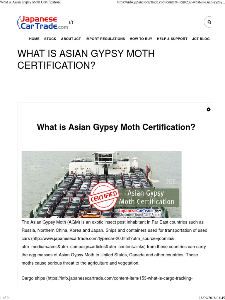 What Is Asian Gypsy Moth Certification | PDF