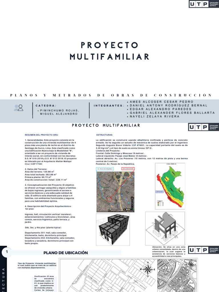 Tipo de Proyecto Vivienda Multifamiliar, Lo Cual Indica Que Se Trata de Un Edificio Con ...