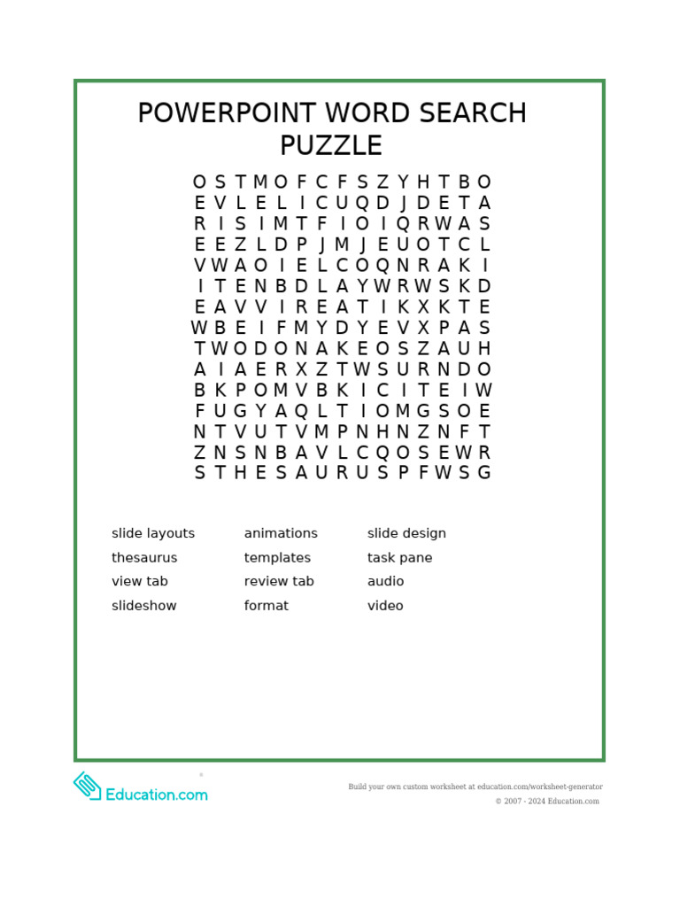 Powerpoint Word Search Puzzle | PDF