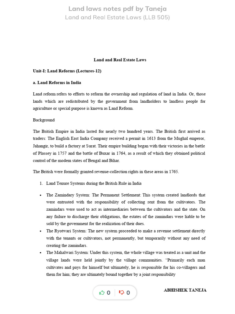 Land Law Notes | PDF