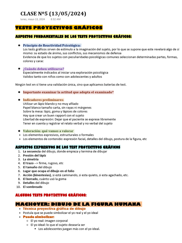 Algunos Tests Proyectivos Gráficos Apuntes | PDF